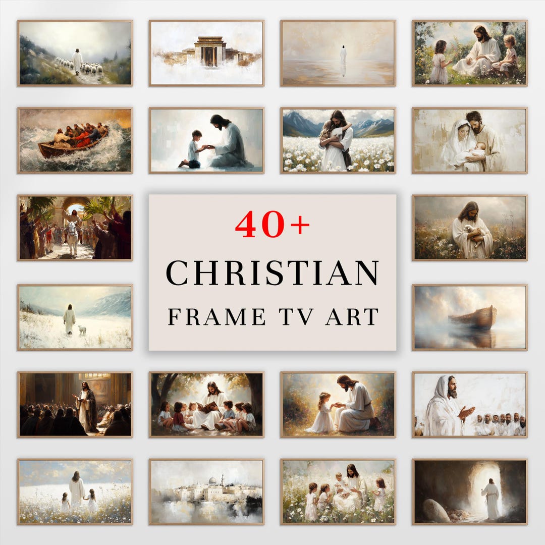 Christian Frame Tv Art Bundle, Set of 40+, Jesus and Kids, Religious ...