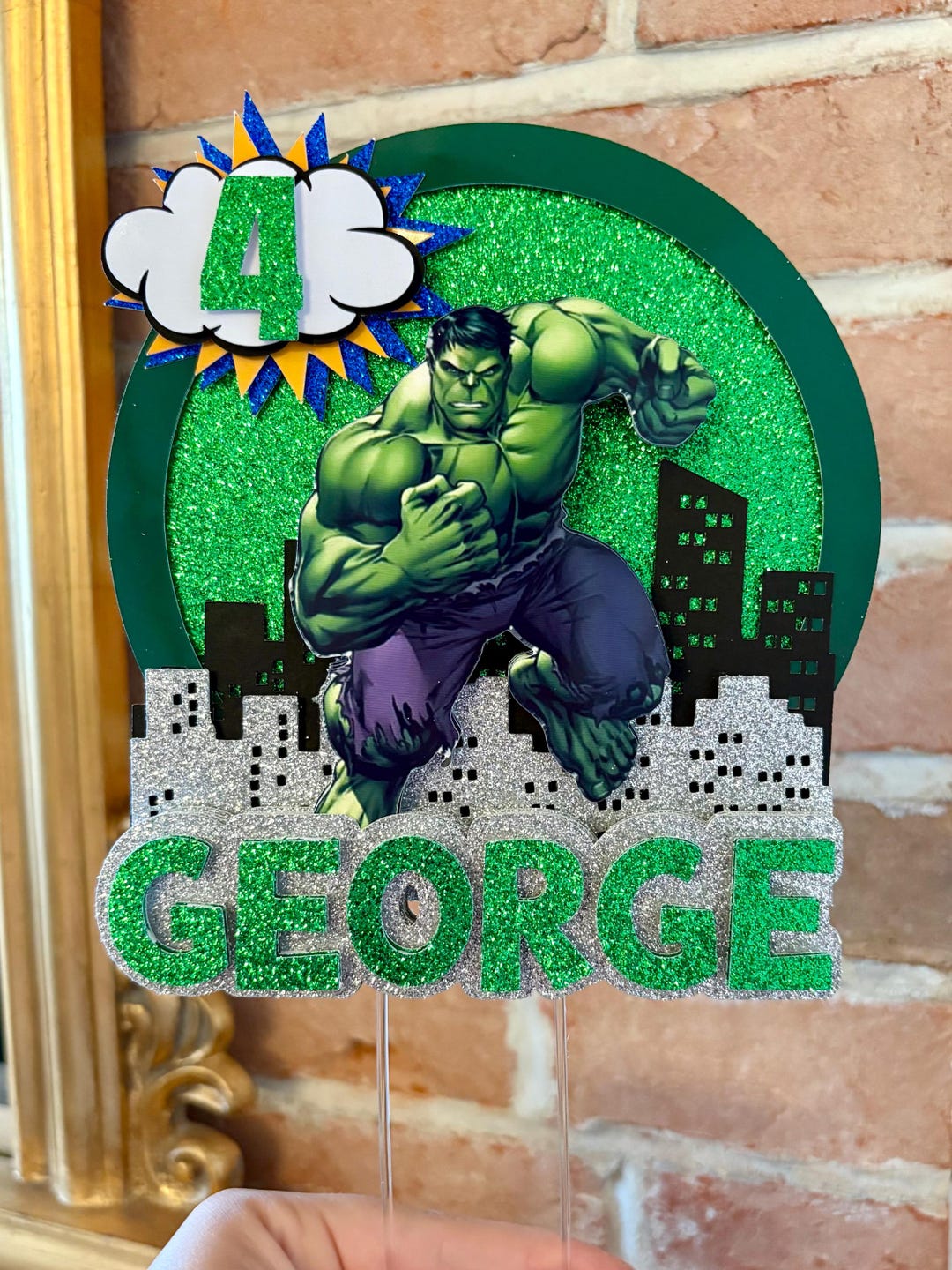 Marvel Hulk Birthday Cake Topper, Personalised and Handmade, Any Age ...