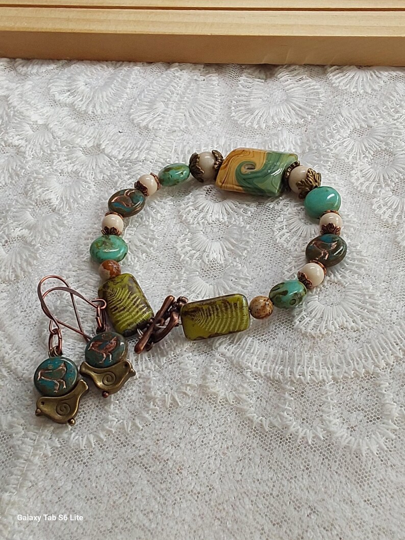 Lampwork Glass Earrings and Bracelet Set - Etsy