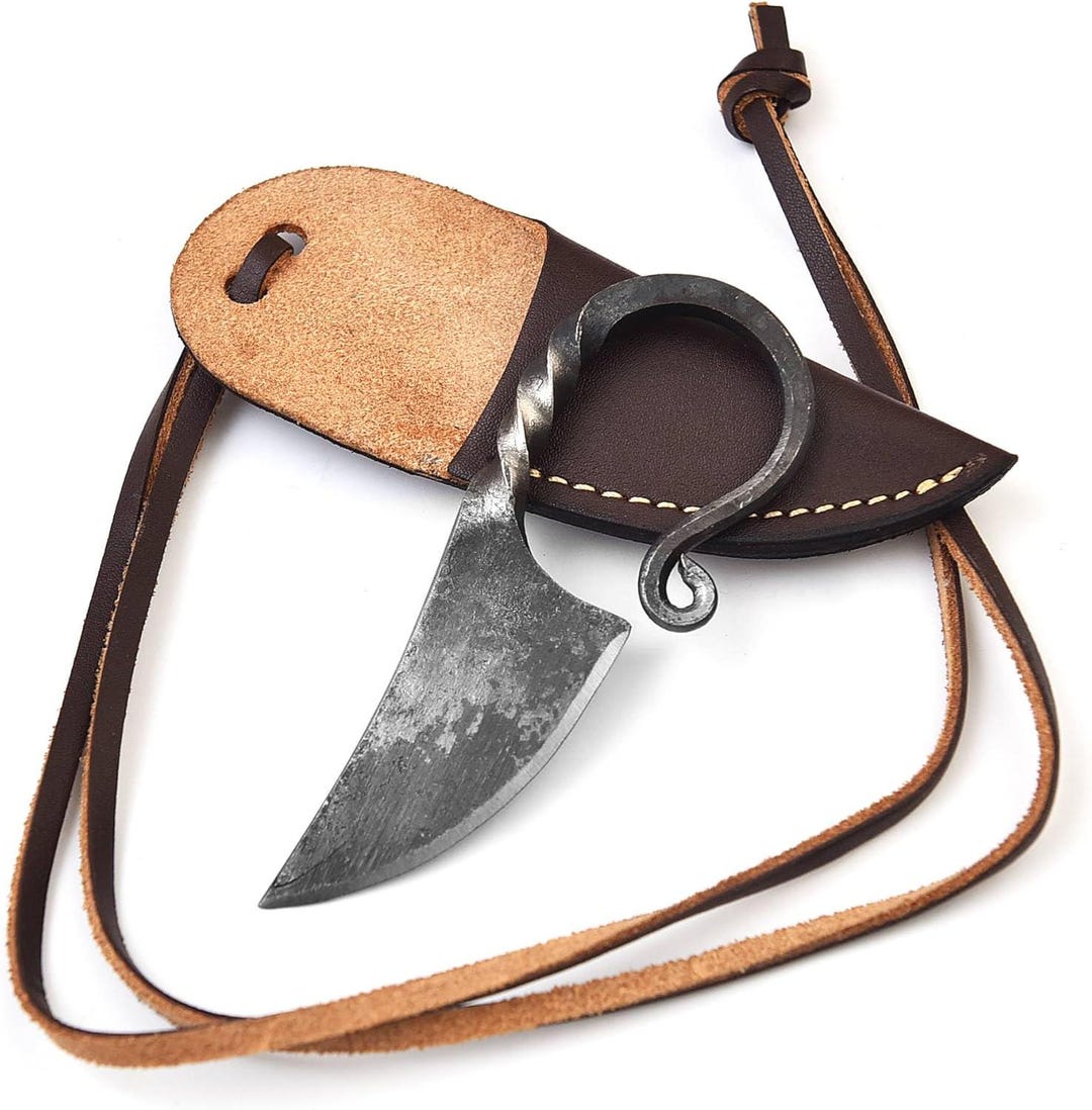 Celtic Pocket Hand Forged Fixed Blade With Fixed Blade With Leather ...
