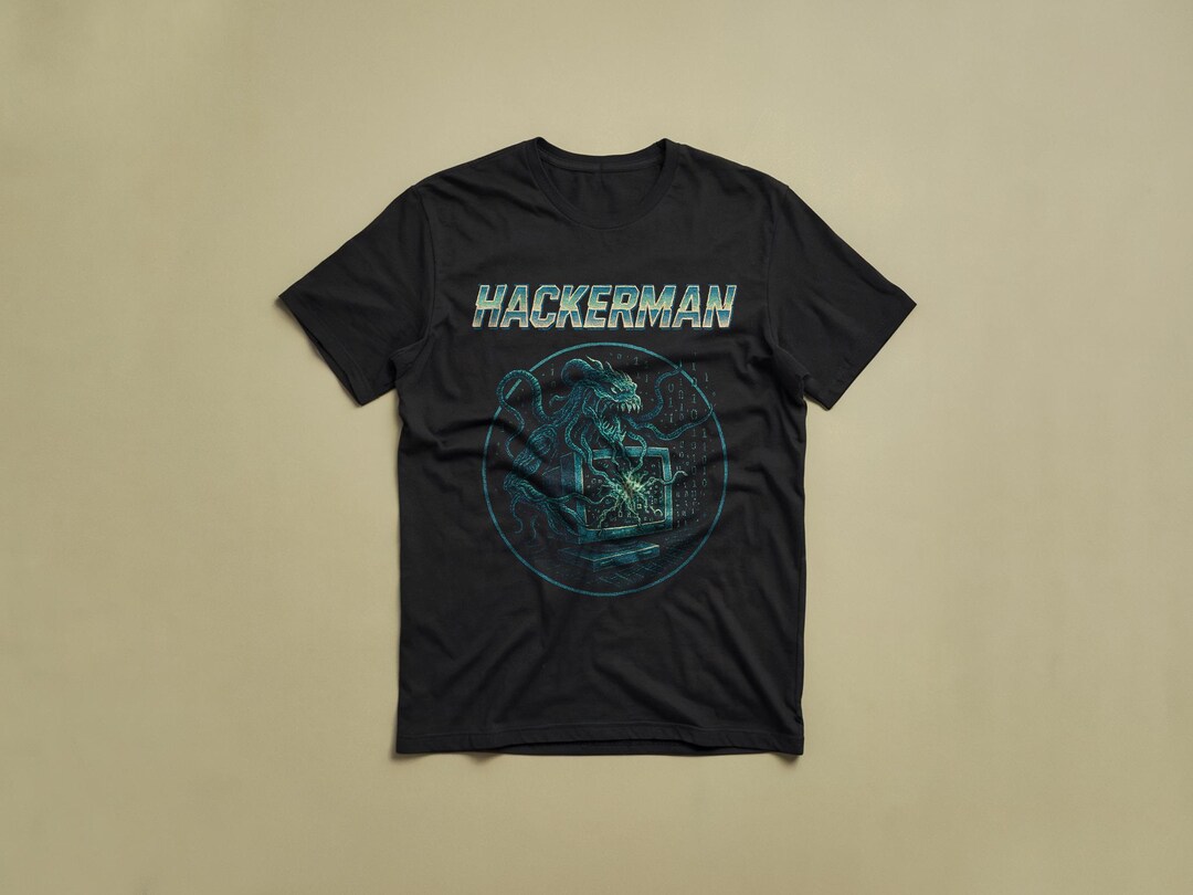 HACKERMAN Retro Computer T-shirt, Vintage Tech Geek Tee, Binary Code Graphic, Nerd PC Monster ...
