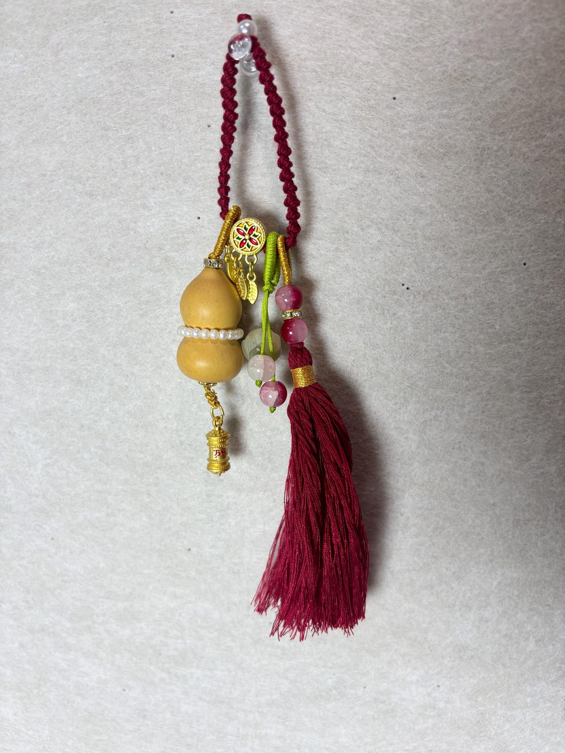 Handmade Gourd Bag Charm: Lucky Feng Shui Hulu Keychain With Tassel - Etsy