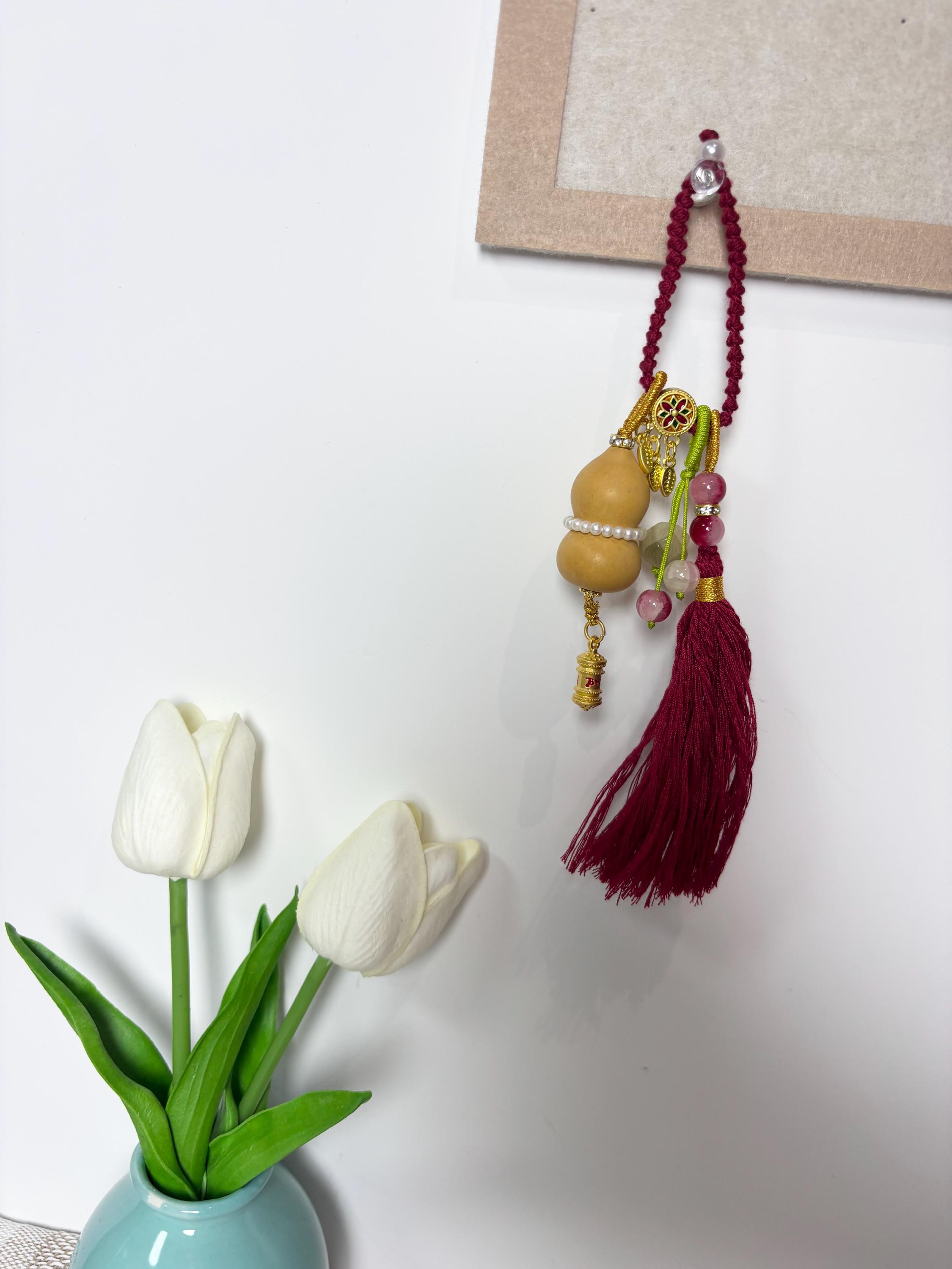 Handmade Gourd Bag Charm: Lucky Feng Shui Hulu Keychain With Tassel - Etsy