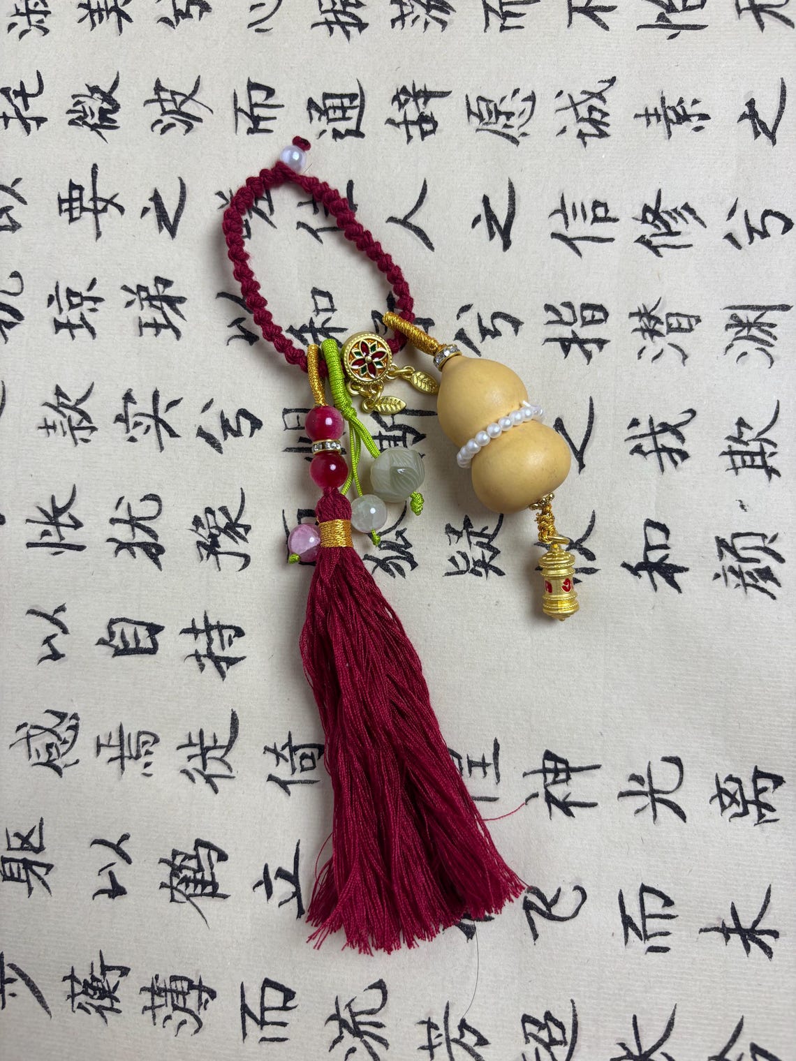 Handmade Gourd Bag Charm: Lucky Feng Shui Hulu Keychain With Tassel - Etsy