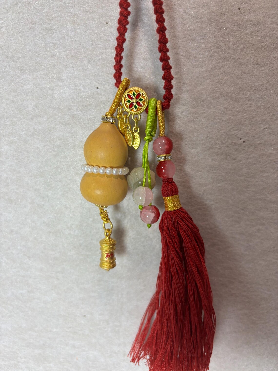 Handmade Gourd Bag Charm: Lucky Feng Shui Hulu Keychain With Tassel - Etsy