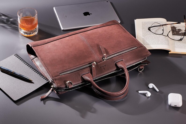 Coffee Colored Leather Briefcase | Leather Briefcase Men | Black ...