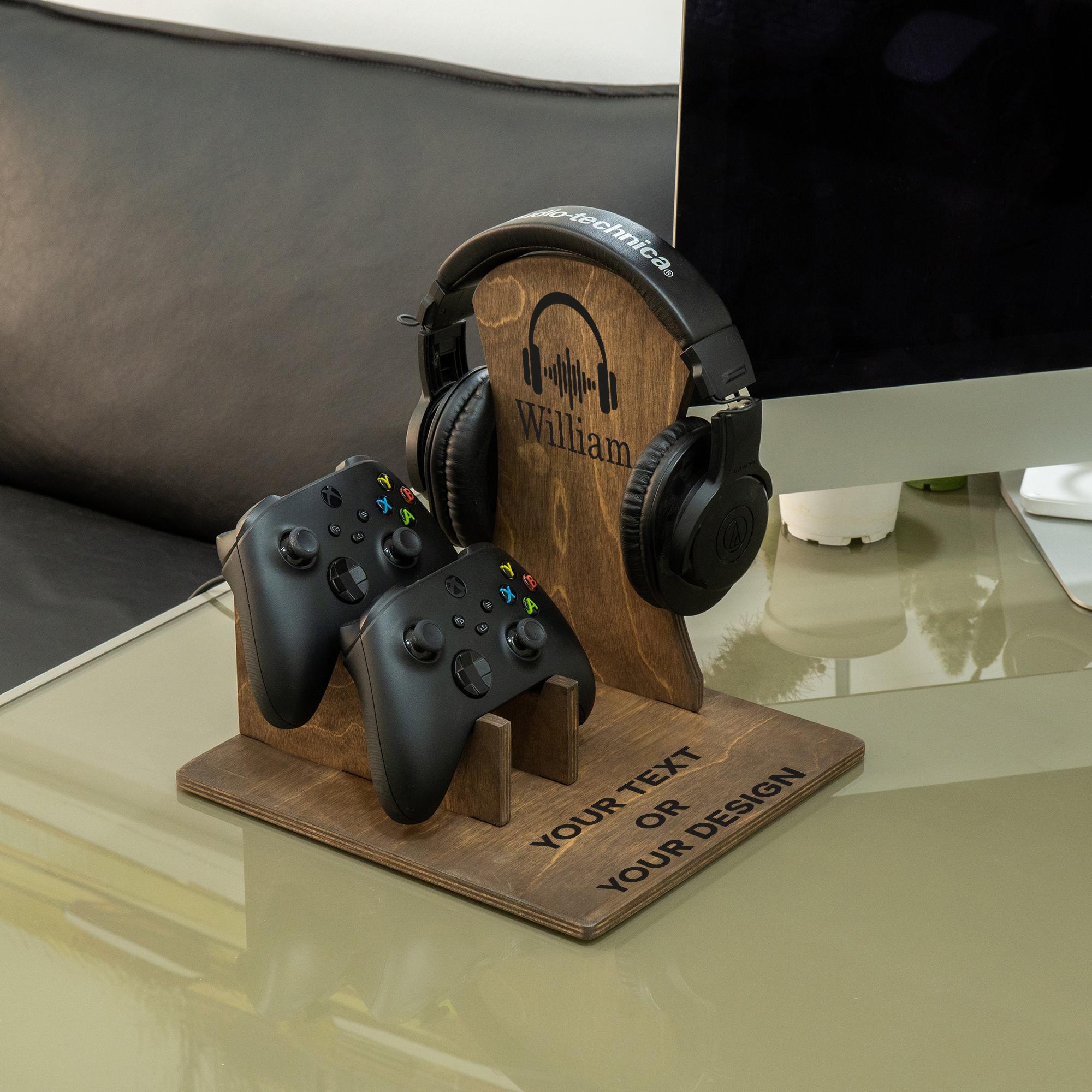 Personalized Wooden Headphone and Controller Stand, Custom Desk ...