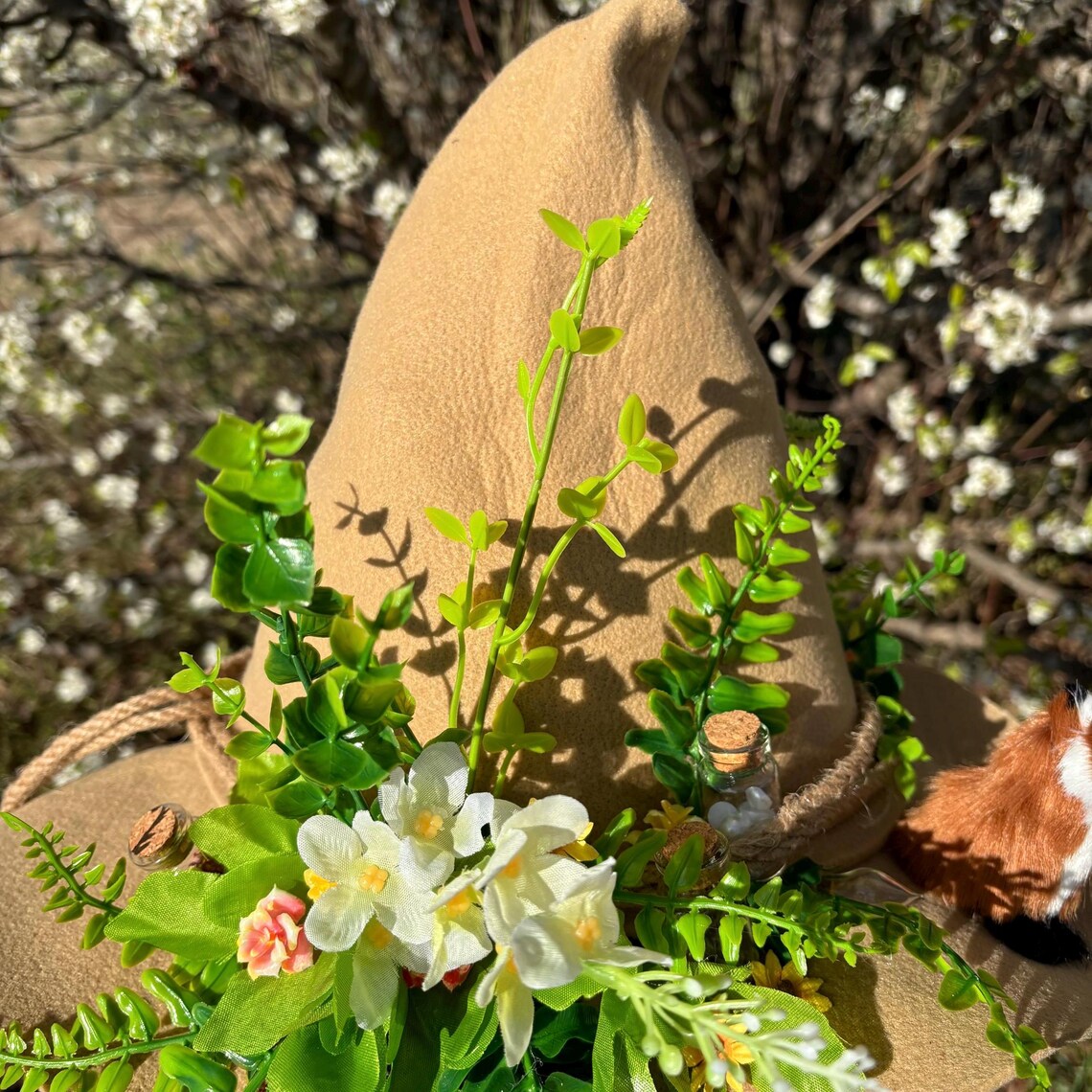 Woodland Costume Hat for Fairy Costume Wood Witch Hat Green Flower ...