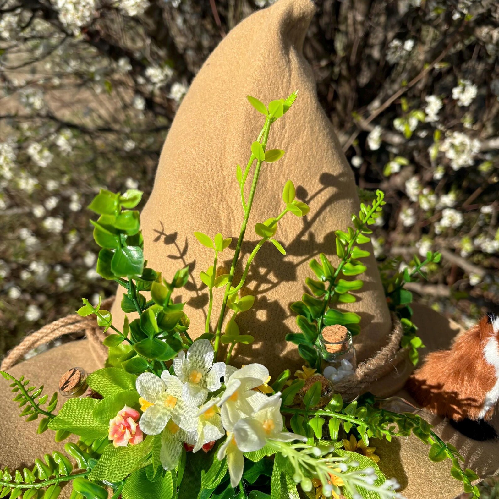 Custom Wood Witch Hat Flowering Plant Hat for Fairy Headpiece Forest ...