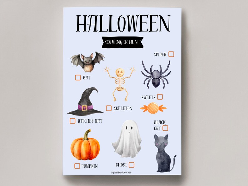 Halloween Scavenger Hunt Printable – Kids Activity Game – Instant ...