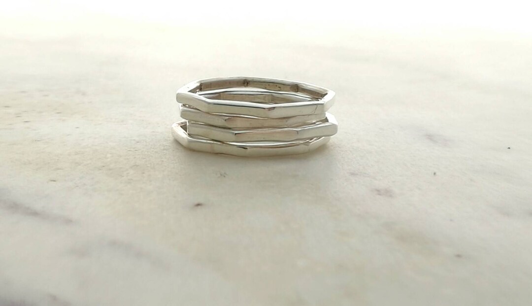 Sterling Silver Octagon Stack Ring. Silver Handmade Stacking Ring ...