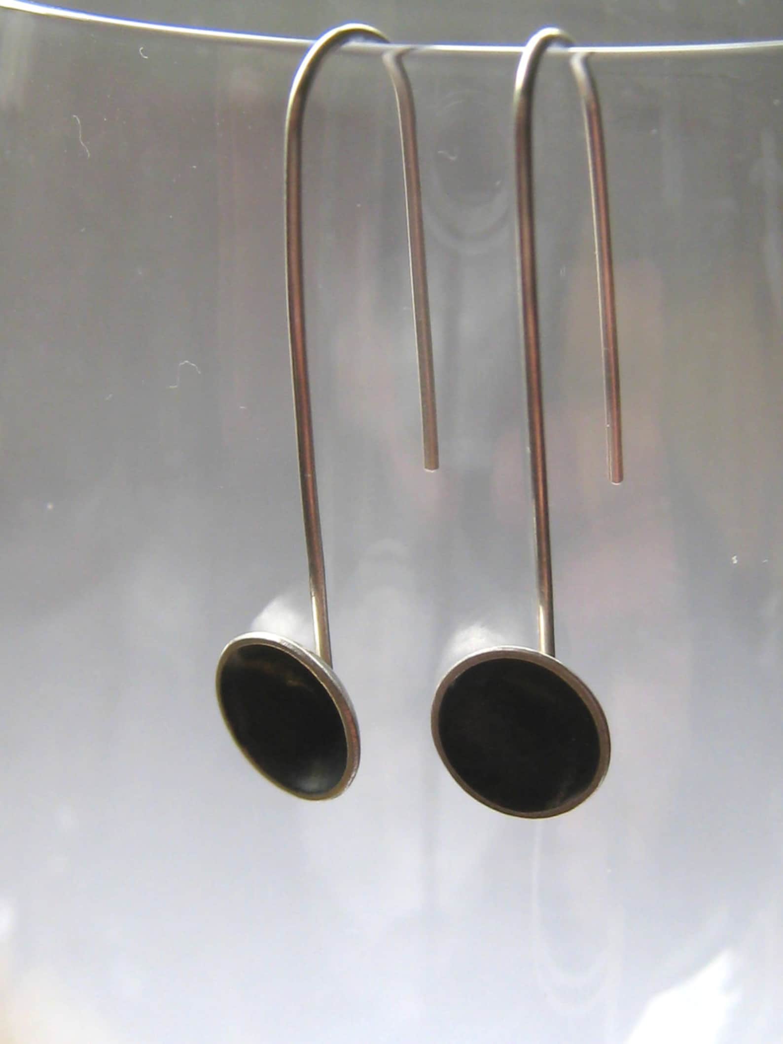 Sterling Silver Dome Earrings. Handmade Dome Earrings. Dangle Earrings ...