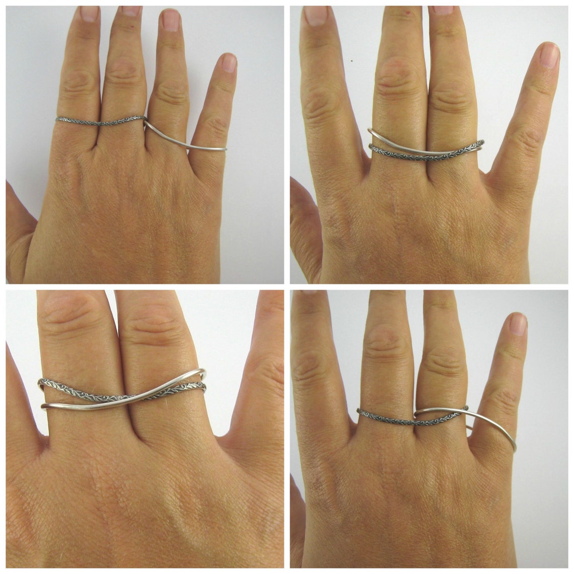 Sterling Silver Two Finger Rings. Sterling Silver Two Finger Stacker ...
