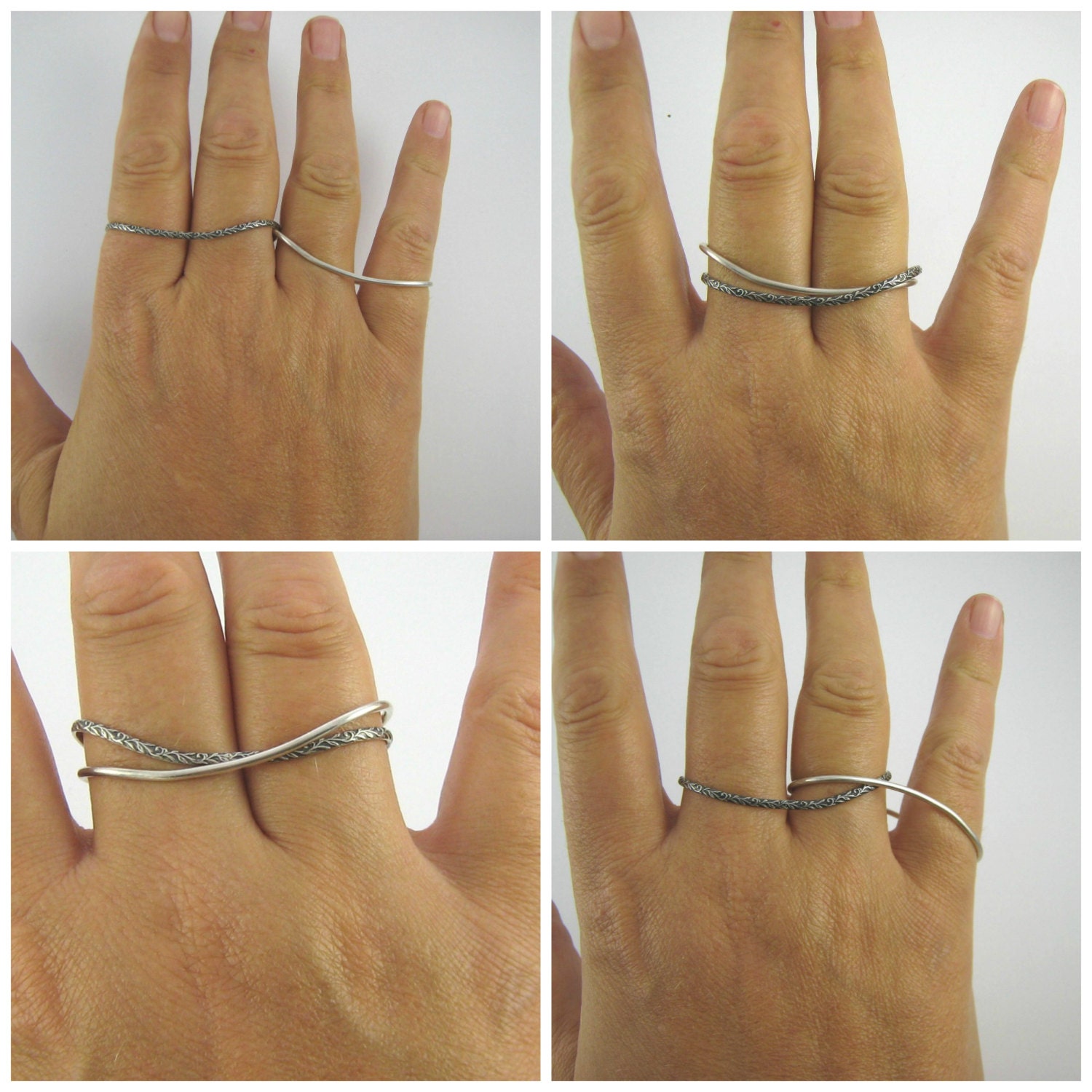 Sterling Silver Two Finger Rings. Sterling Silver Two Finger Stacker ...