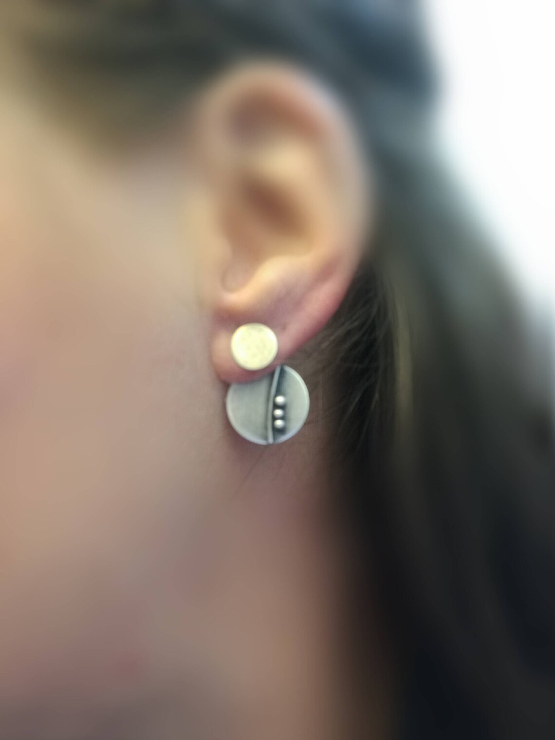 Sterling Silver Ear Jacket Silver Circular Ear Jacket - Etsy