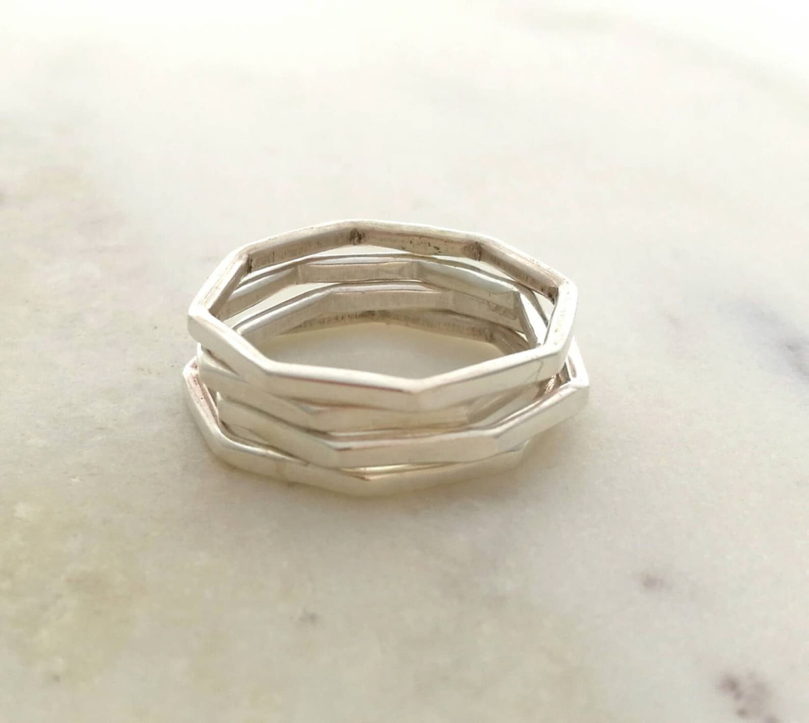 Sterling Silver Octagon Stack Ring. Silver Handmade Stacking Ring ...