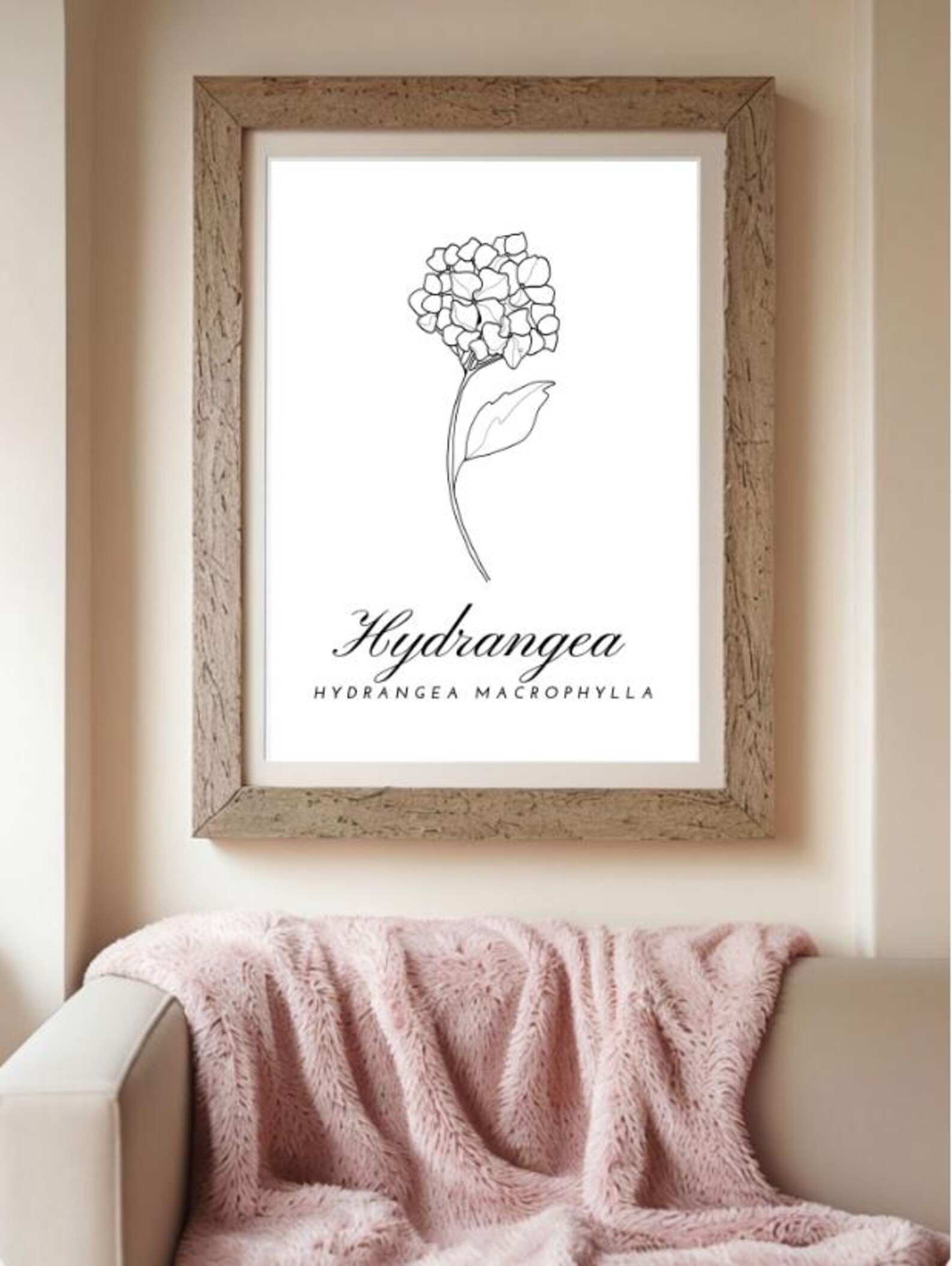 Hydrangea Floral Poster | Minimalist Line Art Wall Decor | Printable ...