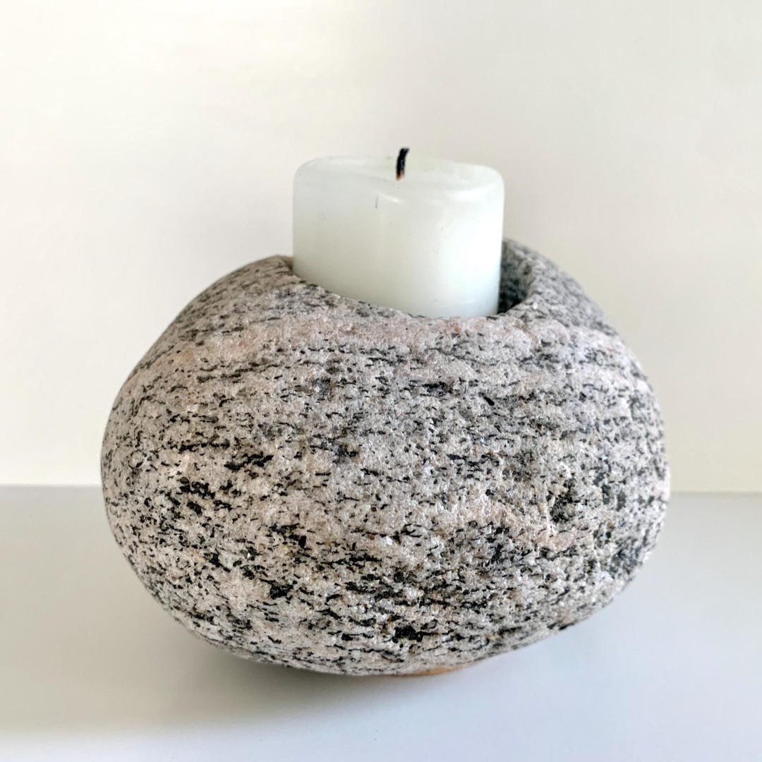 Vintage Granite Candle Holder - Natural Stone Candlestick - - Etsy