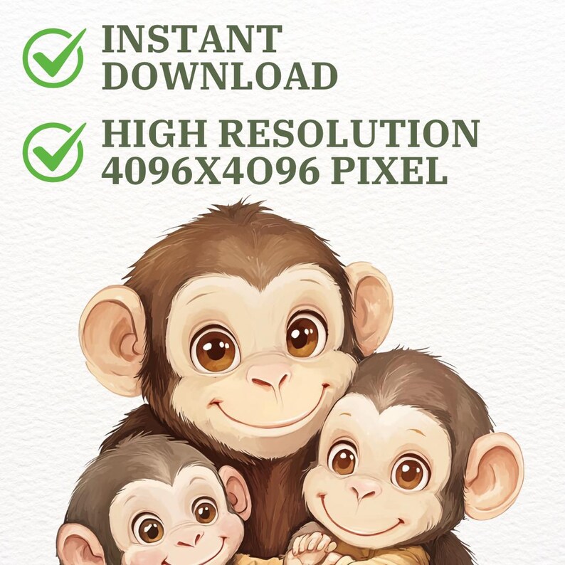 19 PNG Monkey Family Clipart – Cute Cartoon Monkeys, Jungle & Safari ...