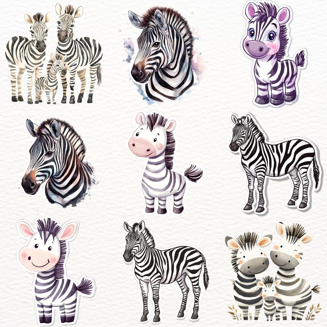 35 PNG Cute Zebra Clipart – Printable African Safari Animals, Zebra ...