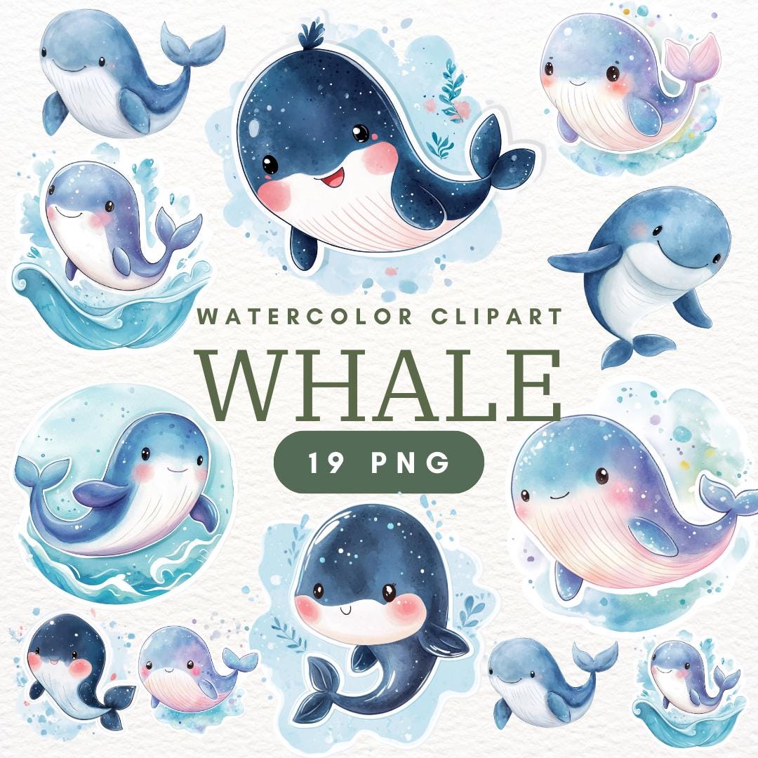 19 PNG Whale Clipart - Sea Creatures, Ocean Animals, Marine Life, Cute ...