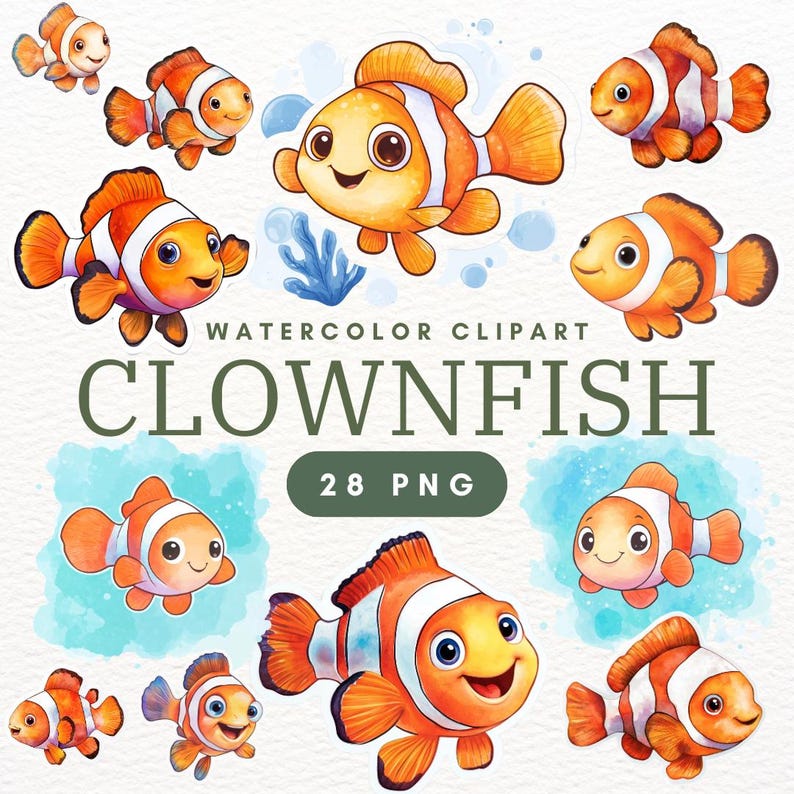 26 PNG Clownfish Clipart - Sea Creatures, Ocean Animals, Marine Life ...