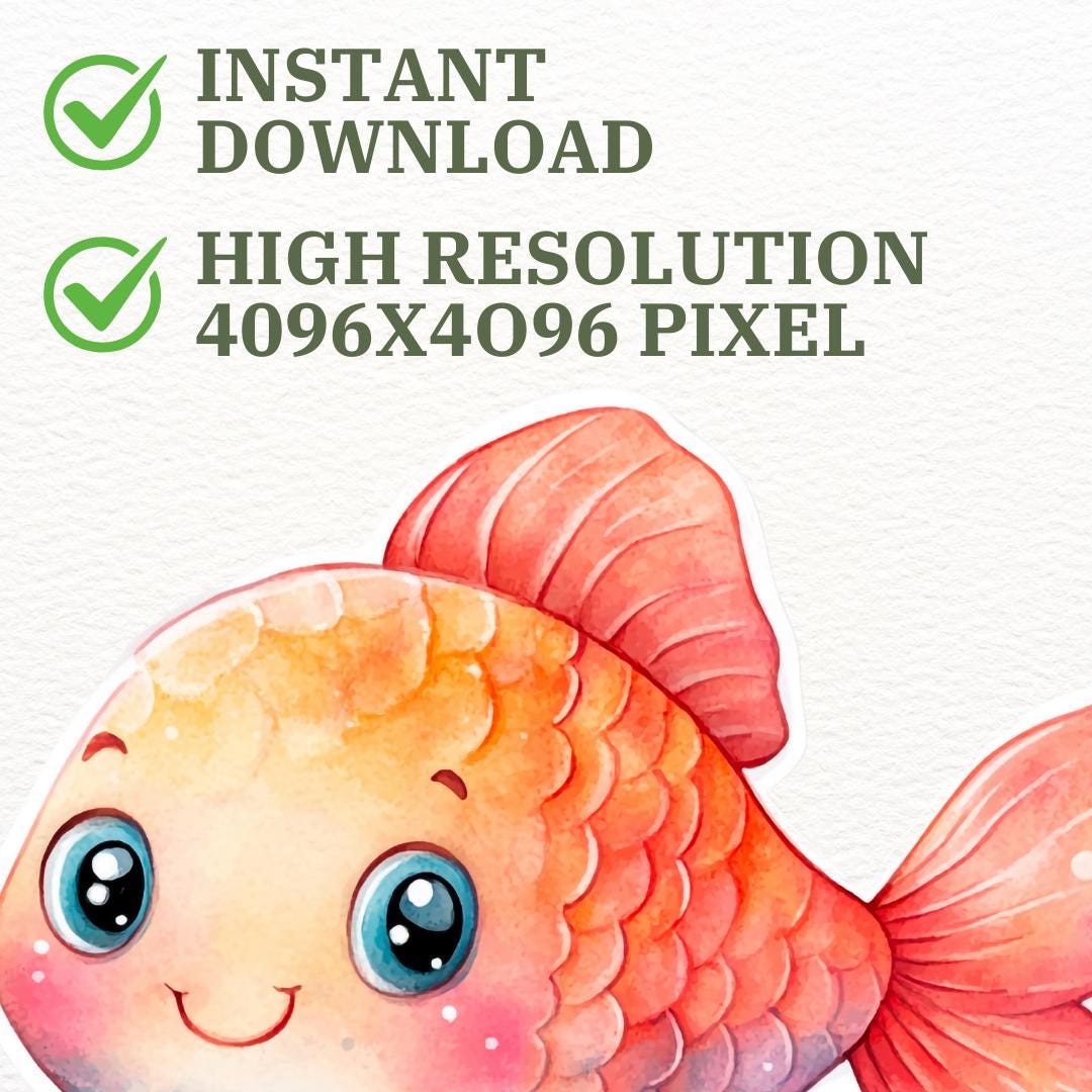 22 Tropical Fish Clipart JPG - Cute Underwater Ocean Animals ...