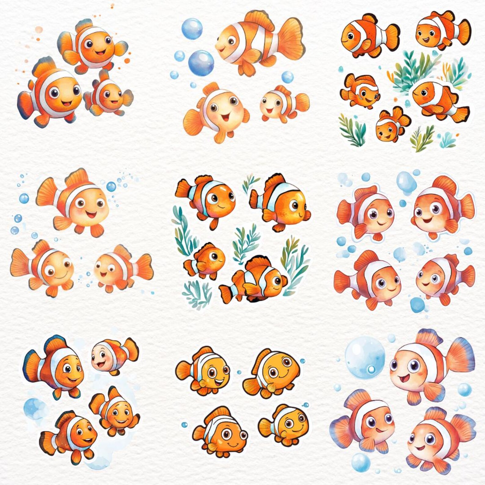 26 PNG Clownfish Family Clipart - Sea Creatures, Ocean Animals, Marine ...