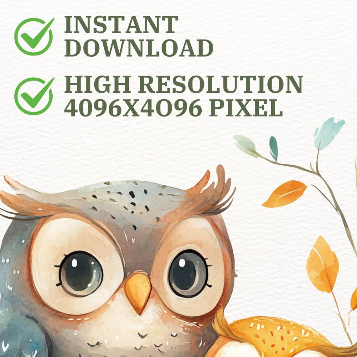 20 Cute Owl PNG Clipart Pack - Watercolor Birds and Animals for Instant ...