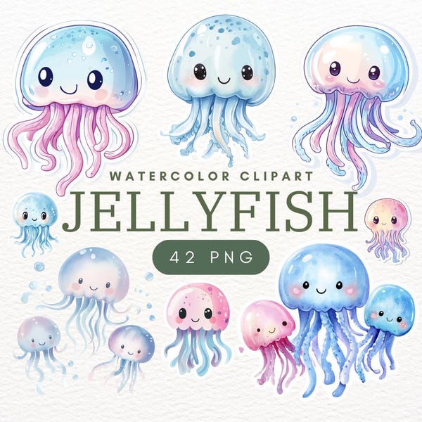 Jellyfish Clipart - Etsy