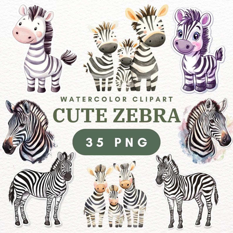 35 PNG Cute Zebra Clipart – Printable African Safari Animals, Zebra ...