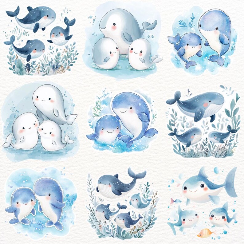 28 PNG Family Whale Clipart - Sea Creatures, Ocean Animals, Marine Life ...