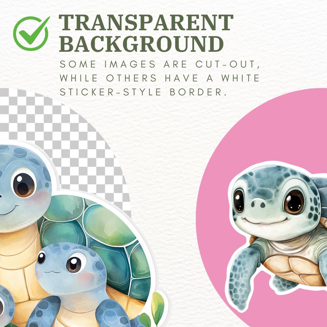 21 Cute Turtle Clipart PNG - Watercolor Turtle Graphic&illustration ...