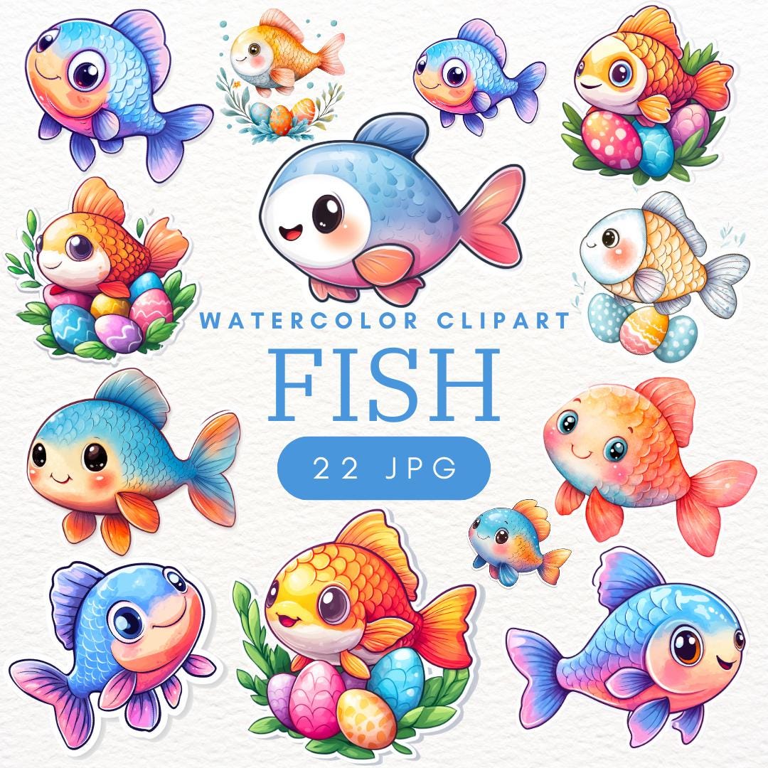 22 Tropical Fish Clipart JPG - Cute Underwater Ocean Animals ...