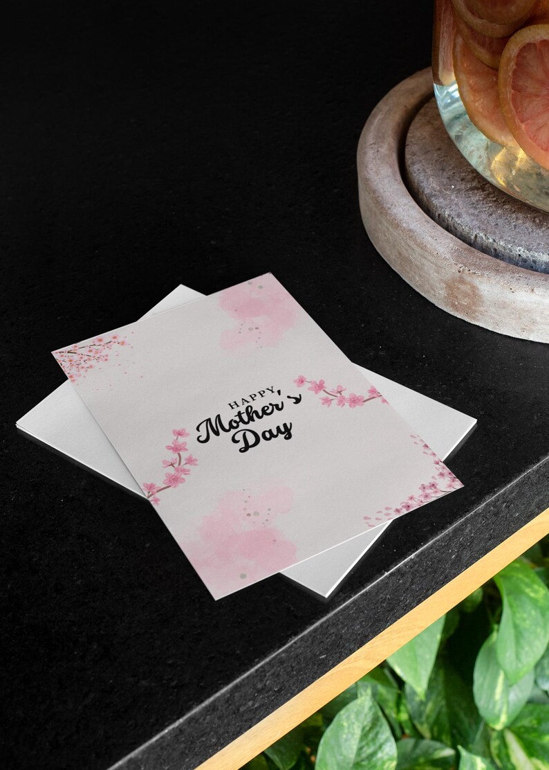 Pink Floral Digital Card | Printable Flower Greeting Card | Blush ...