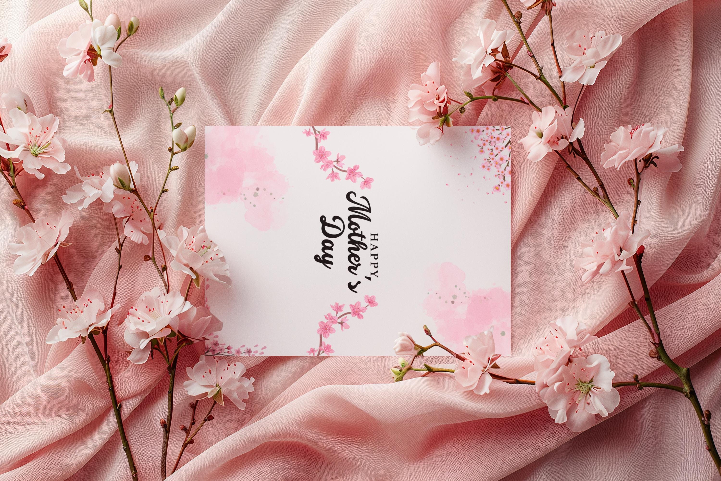 Pink Floral Digital Card | Printable Flower Greeting Card | Blush ...
