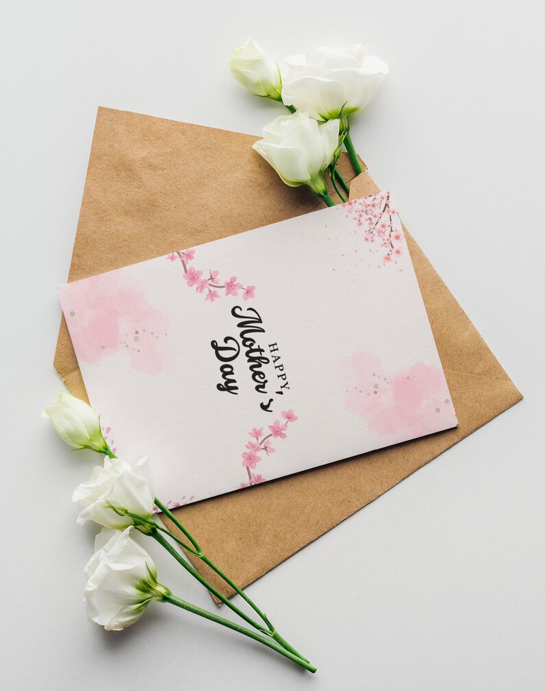 Pink Floral Digital Card | Printable Flower Greeting Card | Blush ...
