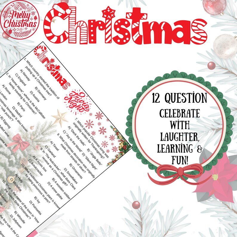 Christmas Trivia Game Printable | Fun Holiday Quiz for Parties ...
