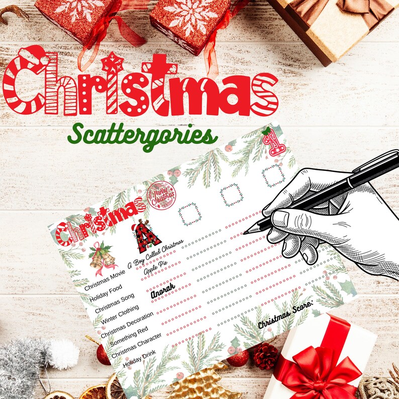Christmas Scattergories Game Printable | Fun Holiday Party Game for ...