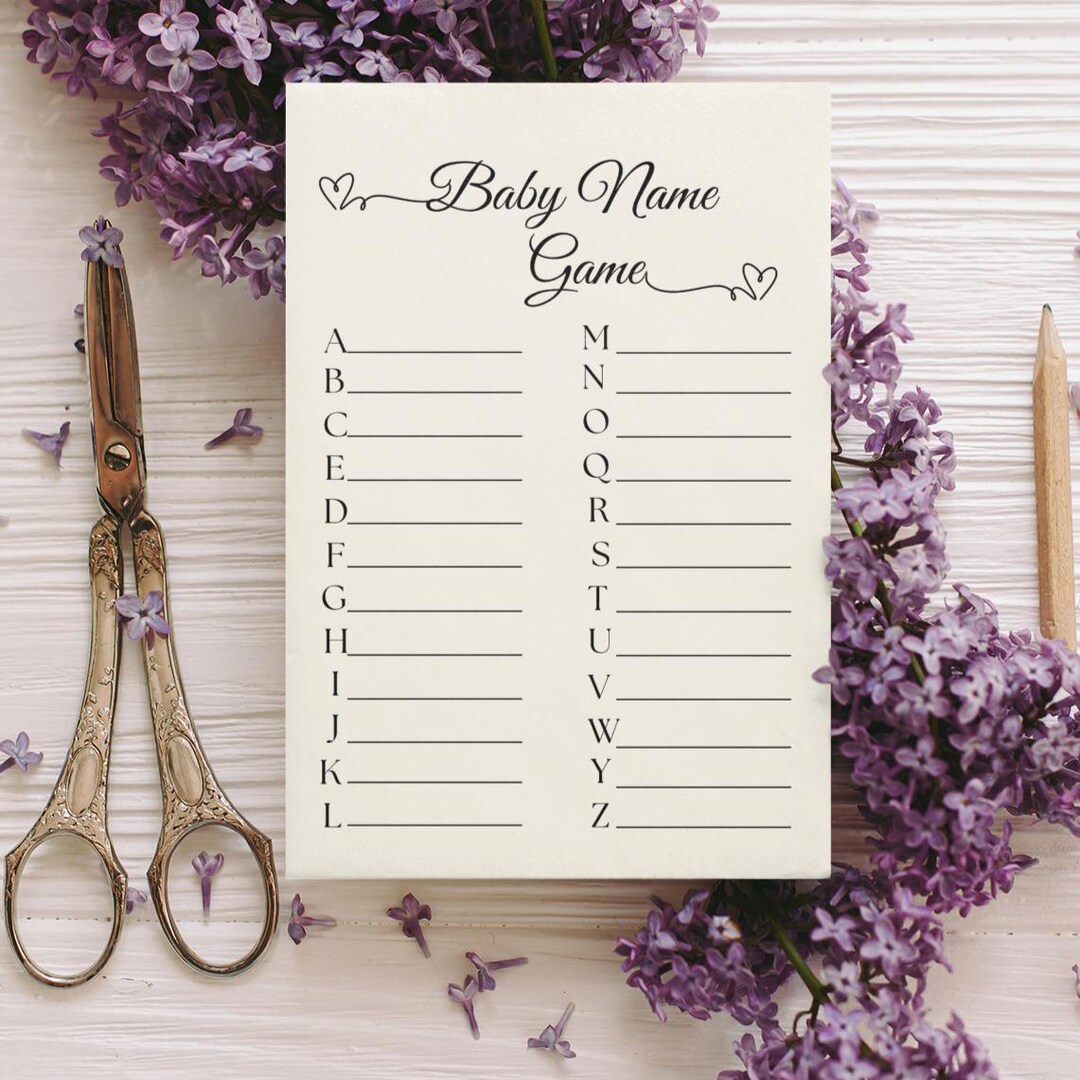 Baby Name Game Printable – Fun Gender Reveal Party Activity, Baby ...