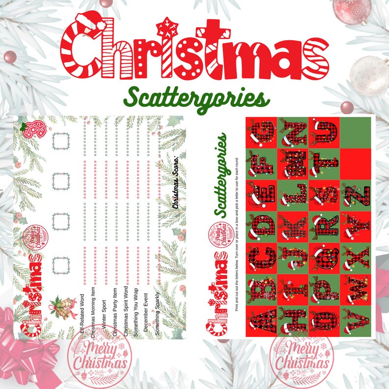 Christmas Scattergories Game Printable | Fun Holiday Party Game for ...