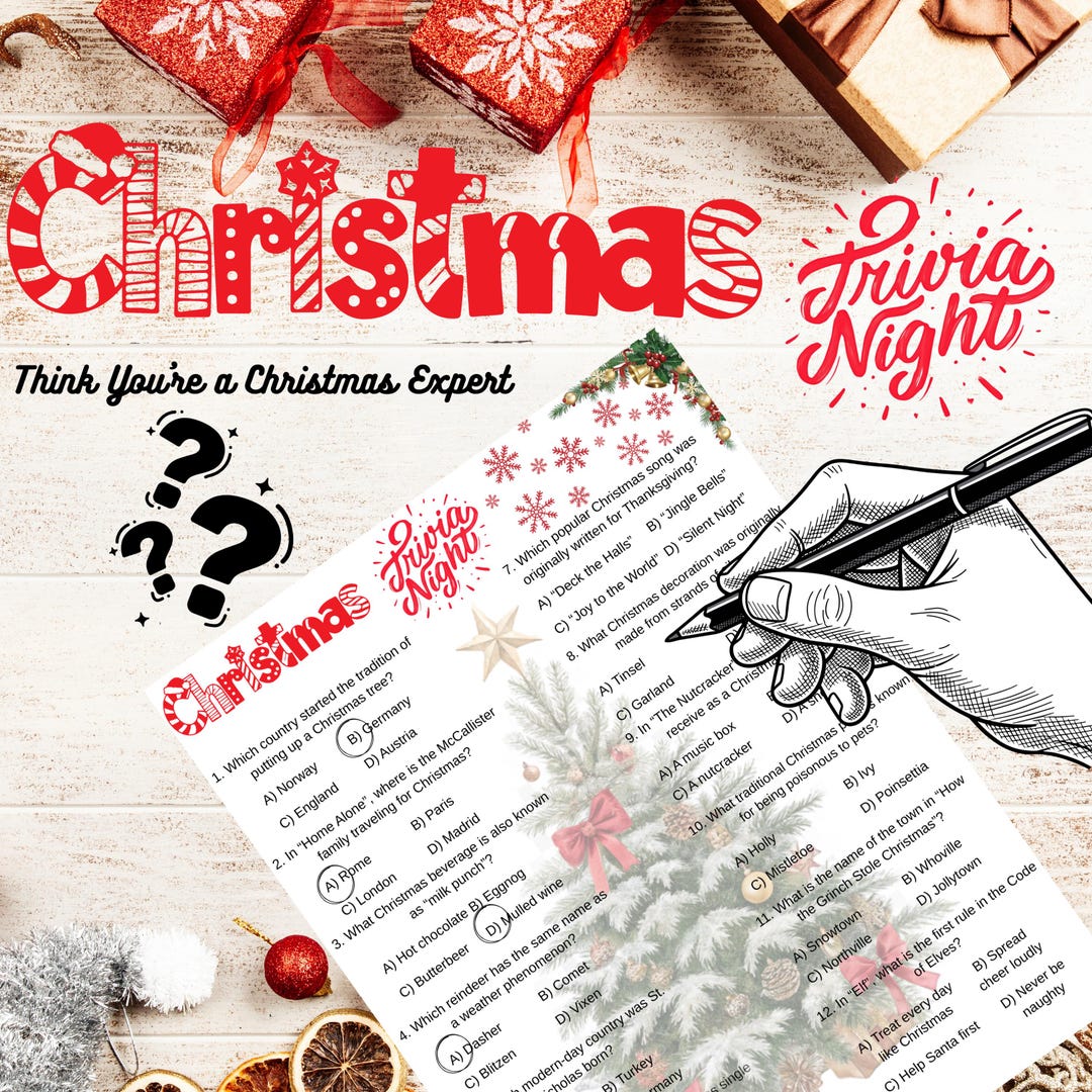 Christmas Trivia Game Printable | Fun Holiday Quiz for Parties ...