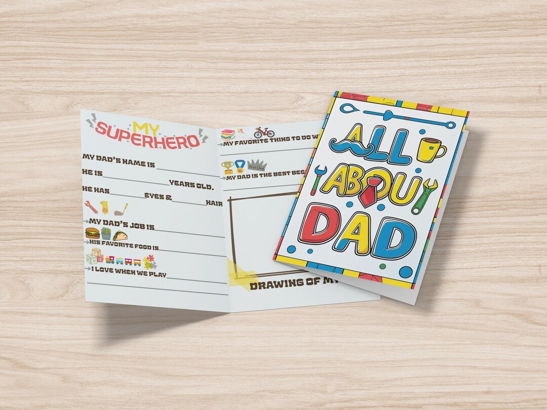 Printable Father's Day Card for Kids – Fun “all About My Dad” Fill-in ...