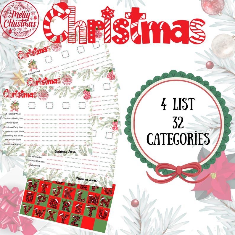 Christmas Scattergories Game Printable | Fun Holiday Party Game for ...