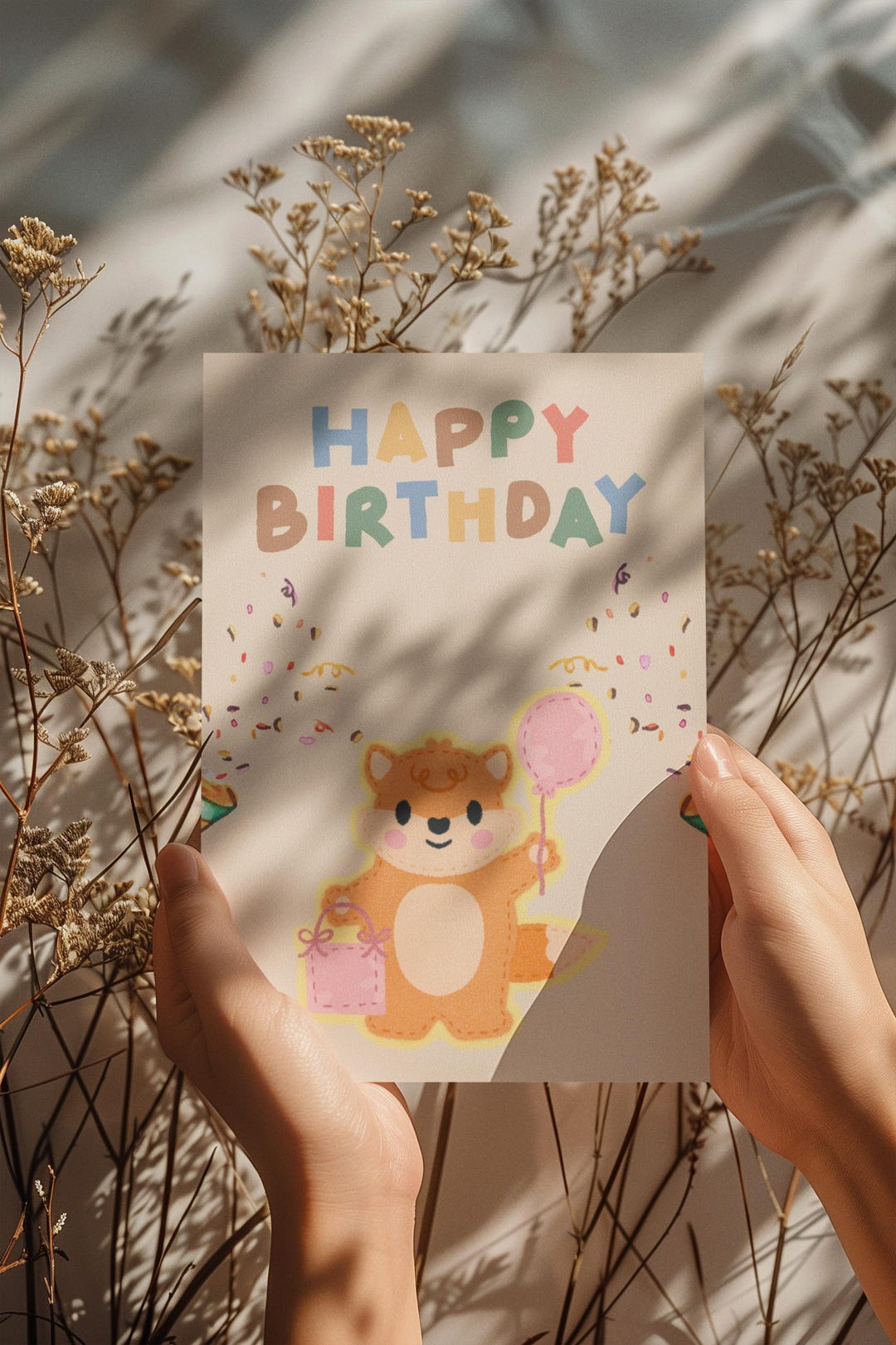 Cute Animal Birthday Card | Printable Kids Birthday Greeting | Instant ...