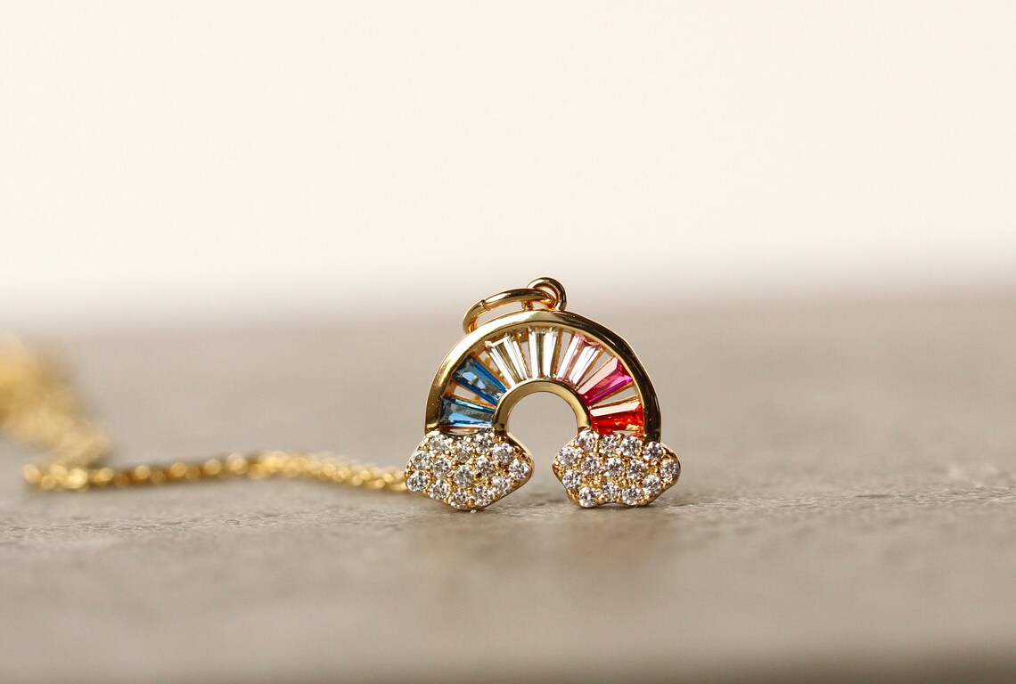 Kette Regenbogen Gold / Geschenk für Sie / besonderes Geschenk - Etsy.de