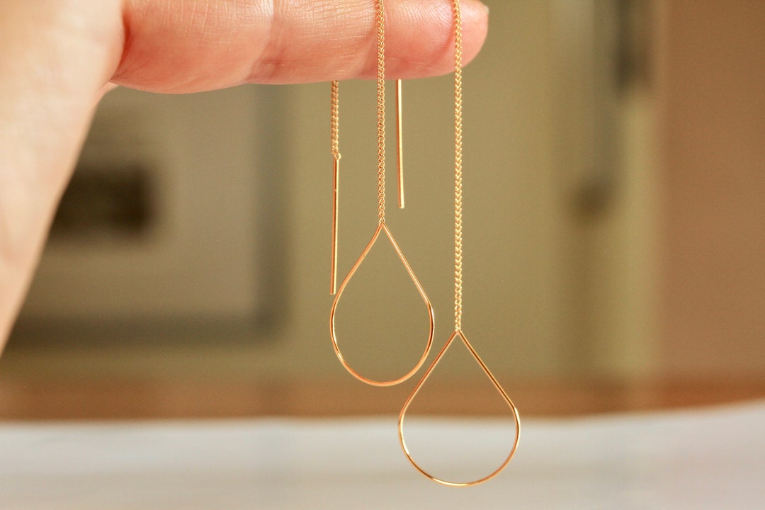 Pull-through Earrings Drops Modern / Minimalist Jewelry / Gold-plated ...