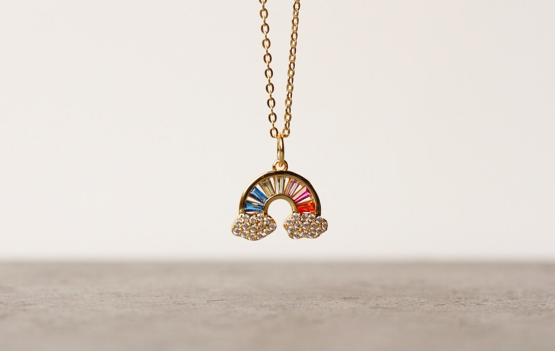 Kette Regenbogen Gold / Geschenk für Sie / besonderes Geschenk | Etsy