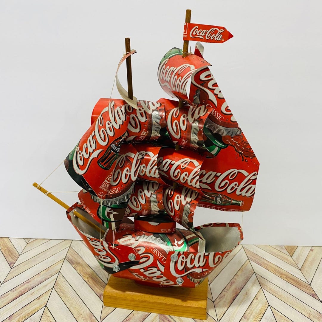 Vintage Coca Cola Can Sailboat Coke Float Boat Handmade Recycled Soda ...