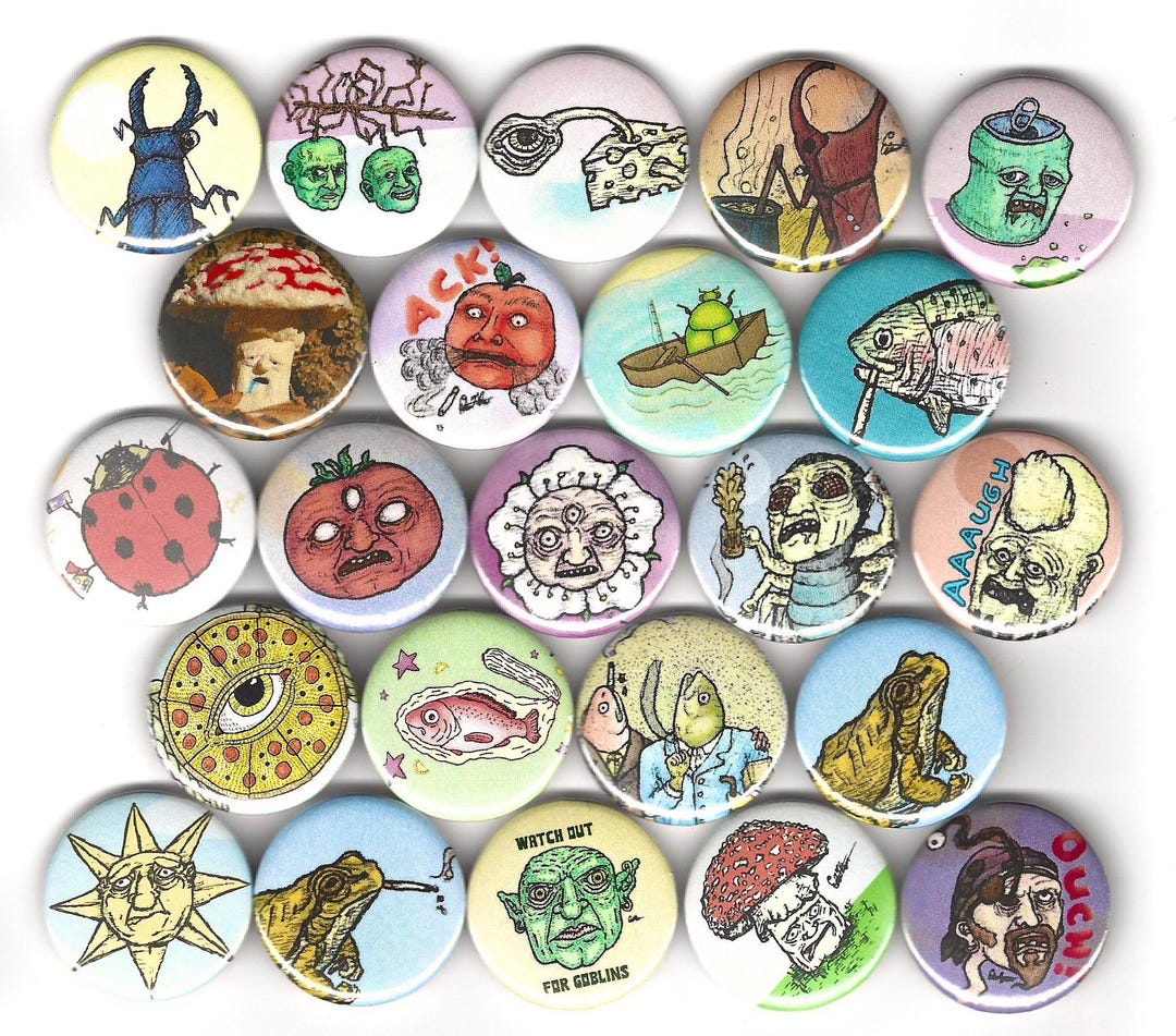 Grotesque Art Pins: Nature & Cartoon Designs by Ethan Masten - Etsy